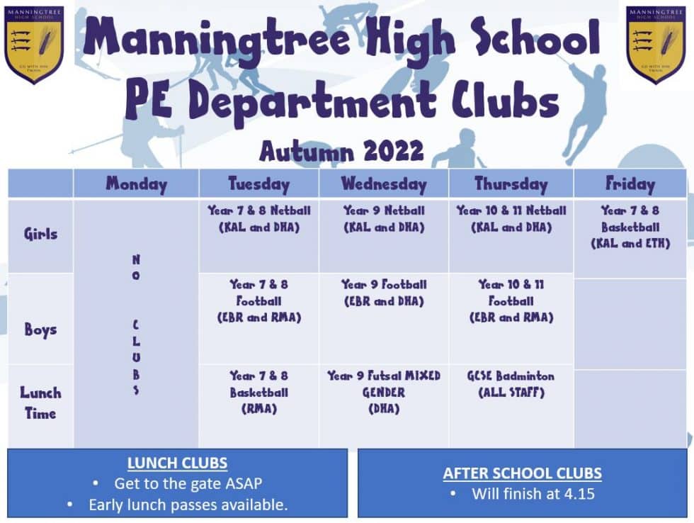 Clubs - Manningtree High School