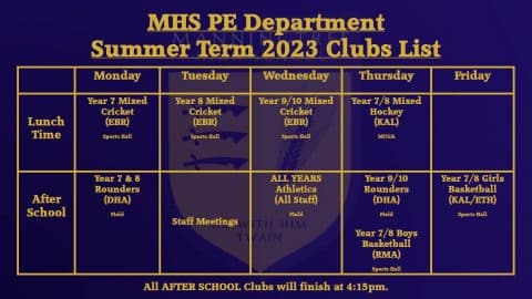 Clubs - Manningtree High School